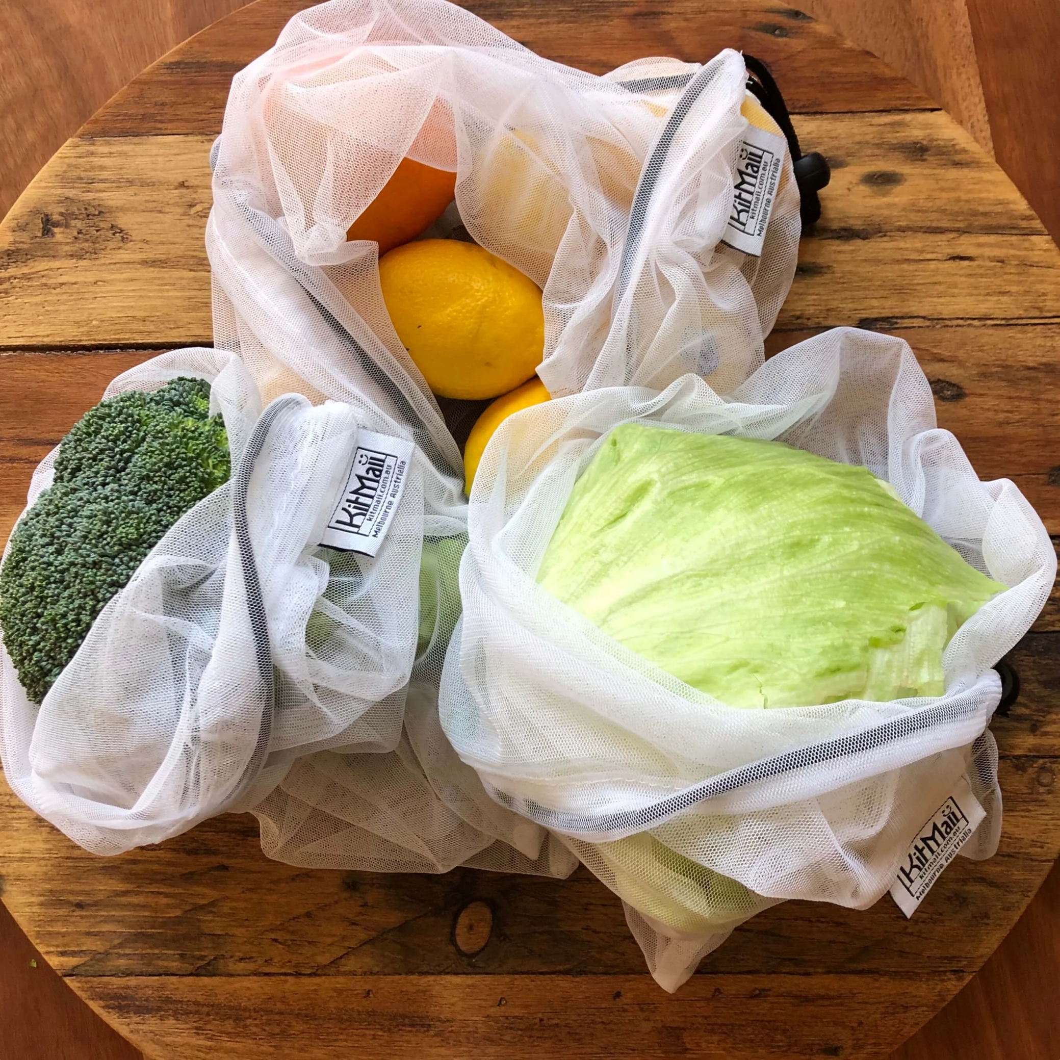 Reusable Recycled Mesh Produce Bags | Pack of 3 or 6 | KitMaii | KitMaii